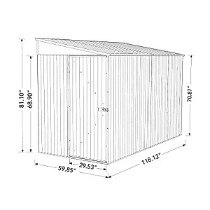 Durango 5 Ft. x 10 Ft. Metal Storage Shed DIY Woodland Gray Galvanized Steel Bike Shed for Tools, Lawn & Garden Equipment, Outdoor Patio Furniture, Perfect in Backyard, Garden Lean to Shed Kit