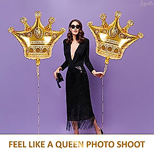 3 Pcs Crown Balloons Gold Foil - Crown Shape Balloons Halloween Decoration Foil Christmas Balloons - Gold Anniversary Balloons Princess Birthday Decorations Happy Birthday Balloon Royal Party Supplies