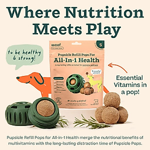 WOOF Pupsicle Refill Pops for All-in-1 Health - Long-Lasting Multivitamin Refills for The Pupsicle Toy - with Vitamins A, B, D, Iron, Magnesium, and Fiber - Small Pops - 10 Count