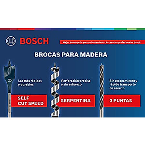 BOSCH DSB5010 Daredevil 10-Piece Standard Spade Bit Set w/ Full cone Threading and Spurred Tip , Blue