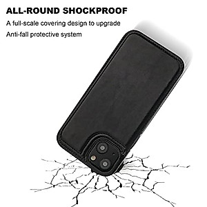 ONETOP Compatible with iPhone 14 Plus Wallet Case with Card Holder, PU Leather Kickstand Card Slots Case, Double Magnetic Clasp and Durable Shockproof Cover 6.7 Inch (Black)