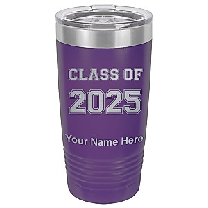 LaserGram 20oz Vacuum Insulated Tumbler Mug, Class of 2023, 2024, 2025, 2026, 2027, Personalized Engraving Included (Dark Purple)