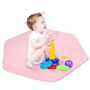 WERSHOW Hexagon Coral Rug - Ultra Soft Carpet for Princess Castle Playhouse Bedroom Length 55" Girls Anti-Slip Bottom Play Mat Indoor and Outdoor Fun(Pink)