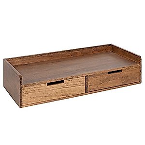 Kate and Laurel Kitt Modern Floating Shelf with Drawers, 28 x 12 x 6.5 inches, Rustic Brown, Chic Floating Storage Console Table or Desk for Wall
