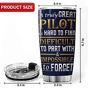 KOIXA Pilot Gifts For Men Stainless Steel Tumbler With Lid 20 Oz Cool Things For Pilots Insulated Coffee Travel Cup Aviation Gift Ideas Birthday Present Christmas Gifts For Him
