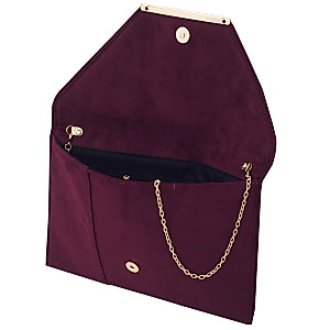 JNB Women's Faux Microsuede Envelope Clutch, Burgundy