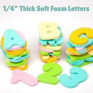 Tub Cubby Safe & Soft ABC 123 Foam Bath Letters & Numbers - Magically Stick On Wet Walls + Bonus Rubber Duck | Spell & Count Educational Alphabet Kids Bathtub Play Set - Extra 44 Pack