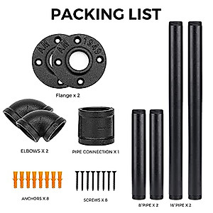 Home Expert Industrial Pipe Clothes Rack, 34 Inch Wall Mounted Clothes Rack Black Pipe Rack Heavy Duty Garment Bar Multi-Purpose Hanging Rod for Closet Storage Space Saving Clothing Rods 1 Pack