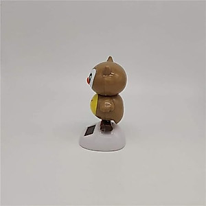 Solar Owl Bobble Shaking Head Dancing Toy Cat Figurine Statue Car Dash Board Ornaments for Car Vehicle Decoration - Light Coffee