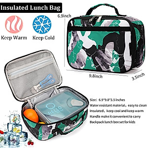 Yvechus Camo Backpack for Kids, Lightweight Camo Backpack Elementary Middle School Backpack Water Repellent Bookbag (Camo Green 2 in 1)