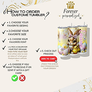 Custom Printed Cute Bunny Easter Tumbler | Personalized Double Wall Insulated Travel Mug | Spring Design with Name (Cute Bunny)