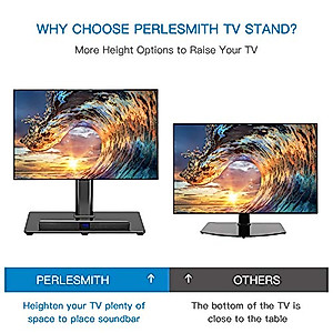 PERLESMITH Universal TV Stand Table Top TV Base for 37-75 inch LCD LED OLED 4K Flat Screen TVs-Height Adjustable TV Mount Stand with Tempered Glass Base, VESA 600x400mm, Holds up to 99lbs PSTVS11