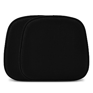 Shinnwa Kitchen Dining Chair Seat Cushion for Indoor Room Metal Chairs Cushions Non Slip Pads with U-Shaped Foam Pad and Plaid Velvet Cover Overall Washable Set of 2 [15 x 16 Inches] Black