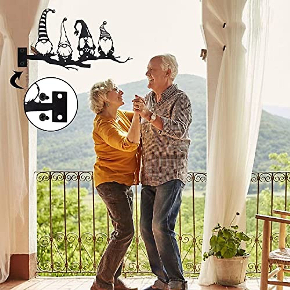 Steel Branch Gnomes Decoration, Easter Cute Hollowed Out Steel Garden Gnomes Statue, Silhouette Decor Dwarf Tree Branch Ornaments for Home Garden Yard Art Patio Outdoor Decorations