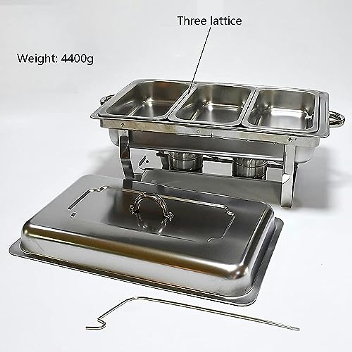 Food Warming Buffet Servers - Buffet Trays with Lids, Table Buffet Heaters, Portion Control Trays, Trolley Food Warmers, Buffet Food Warming Catering(Size:9L,Color:Three Lattice) (Three Lattice 9L)