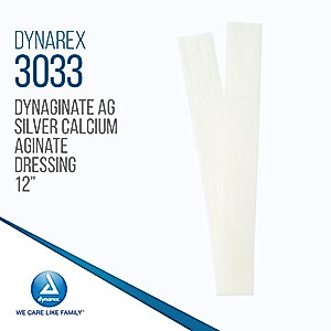 Dynarex DynaGinate AG Silver Calcium Alginate Rope Dressings - ¾"x12", Calcium Alginate Wound Dressing with Silver Ions, 1 Box of 5 DynaGinate AG Silver Calcium Alginate Rope Dressings - ¾"x12".