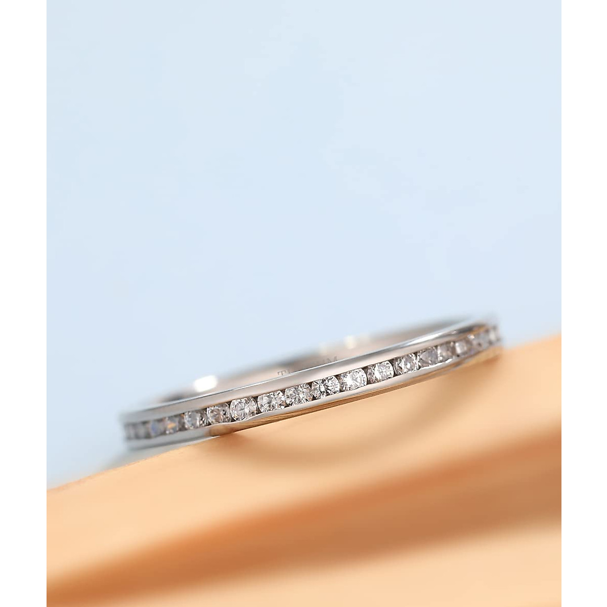 TIGRADE 2.5mm Women Titanium Eternity Ring Cubic Zirconia Anniversary Wedding Engagement Band Size 3-13.5 (Silver-2.5mm-1, 5)