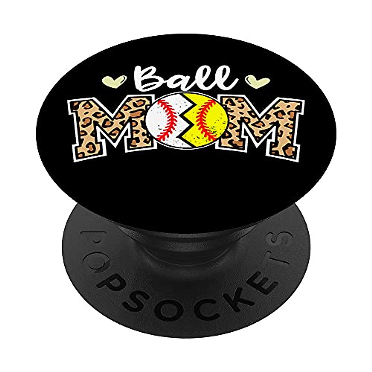 Ball Mom Leopard Funny Baseball Softball Player Mom PopSockets PopGrip: Swappable Grip for Phones & Tablets
