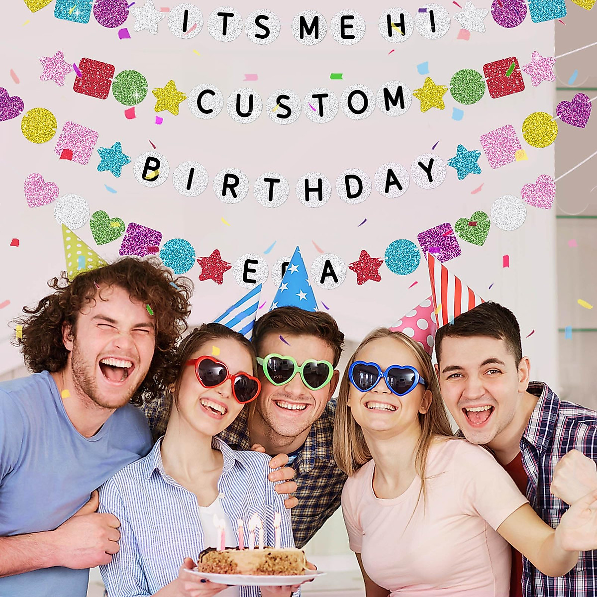 302PCS DIY Friendship Bracelet Birthday Banner Customizable 6.6ft Glitter Happy Birthday Sign for Celebrating Birthdays and Graduations Birth-Tay Era Tour Decorations