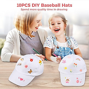 B bangcool DIY Kids Baseball Caps Hats - White DIY Creative Painting Polyester Sun Hat Sports Cap for Kids