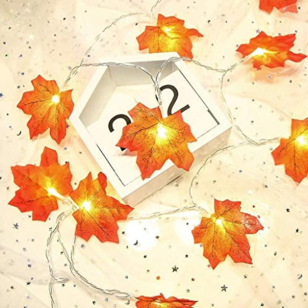 LIUPENGWEI Christmas String Lights, 3M, 20 LED Fairy Lights Theme Maple String Lights Home Decoration Fall Garden Garden Ghost Light