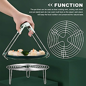 Round Steamer Rack and Cooling Rack,Stainless Steel Pot Trivet, Wire Steamer Kettle Rack Holder, Fit For Pots Cookware Pressure Cooker Pans Up, 8-Inches (size:20x7cm)