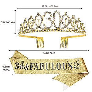 30th Birthday Sash and Tiara for Women, 30th Birthday Decorations for Women, 30th Birthday Sash, 30th Birthday, Gold 30 & Fabulous Birthday Sash and Tiara for Women, 30th Birthday Gifts for Her