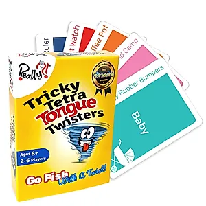 Really?! Tricky Tetra Tongue Twisters - Go Fish with A Twist, Hilarious Family Party Speech & Memory Card Game, Ages 8+