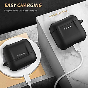 Alquar Case Cover for Skullcandy Indy EVO, Anti-Lost/Shockproof/Waterproof/LED Visible, Skullcandy Indy Evo True Wireless in-Ear Earbud Silicone Case Cover with Keychain -Black