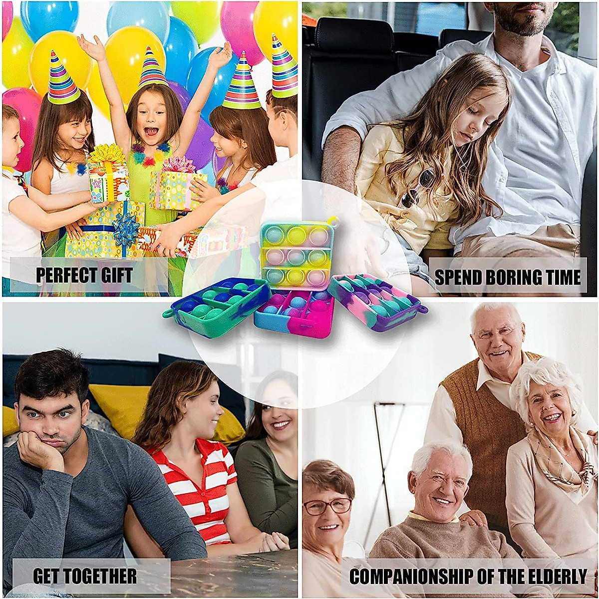 70Pcs Random Color Mini Pop Keychain Fidget Toy Push Bubble Pop Silicone Squeeze Sensory Toys Make Fun for Kids Anxiety Stress Reliever for Adults