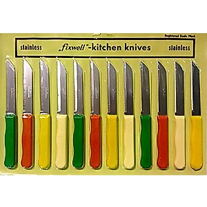 Fixwell Stainless Steel Multi Purpose Knives, 12 pcs, RED GREEN