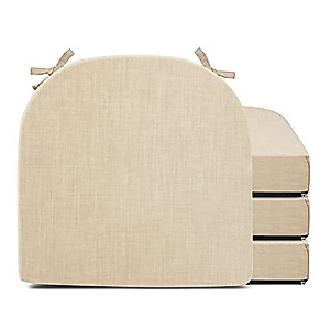 SECLATO Chair Cushions for Dining Chairs, 17 x 16 x 2 Inches, Memory Foam, Set of 4 - Khaki