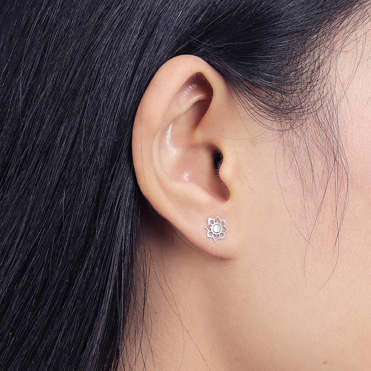 Boma Jewelry Sterling Silver Lotus Flower Stud Earrings