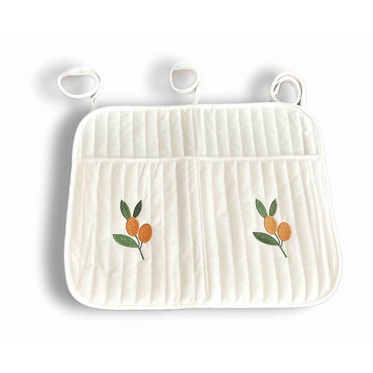 2 Pieces Nursery Hanging Organizer For Crib and Changing Table-Double Pocket Hanging Bag-Hanging toy storage-Cotton and Machine washable (Olive)