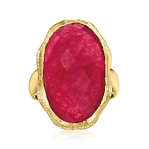 Ross-Simons 25.00 Carat Pink Quartz Ring in 18kt Gold Over Sterling. Size 9