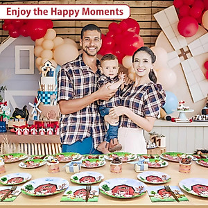 Lopeastar 100Pcs Farm Birthday Decorations Plates Set for 25 Guests, Barnyard Animal Plates Napkins and Forks Baby Shower Party Supplies
