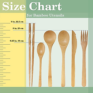 BambooMN Organic Reusable Bamboo Utensil Set 3 Spoons Fork Knife and Chopsticks - 2 Sets