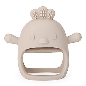 Socub Silicone Baby Teether Toys for Infants 3-6 6-12 Months, BPA Free Anti-Drop Silicone Mitten Teething Toy, Baby Chew Toys for Sucking Needs, Newborn Essentials & Baby Shower Gifts Girls(Beige)