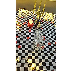 BRICHBROW Pcs of 2 Premium Plastic Checkered Flag Tablecloths Picnic Table Covers, Tablecovers Party Favor (2, Black)