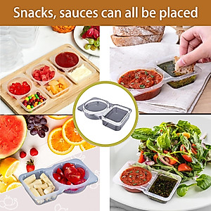 TAOceeXI 40PCS Double Compartment Condiment Container, 2 Compartment Snack Containers for Condiments or Dips, Double Condiment Containers with Lids, Double Compartment Snack Containers