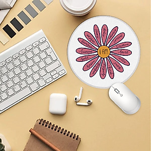 Udinaz Inspirational Quote Pink Daisy Flower I Am Positive Affirmations Round Non-Slip Rubber Mousepad 7.9″×7.9″ for Wireless Mouse Laptop Computer Gaming Office Dorm Home Desk,Girls Women Teens Gifts
