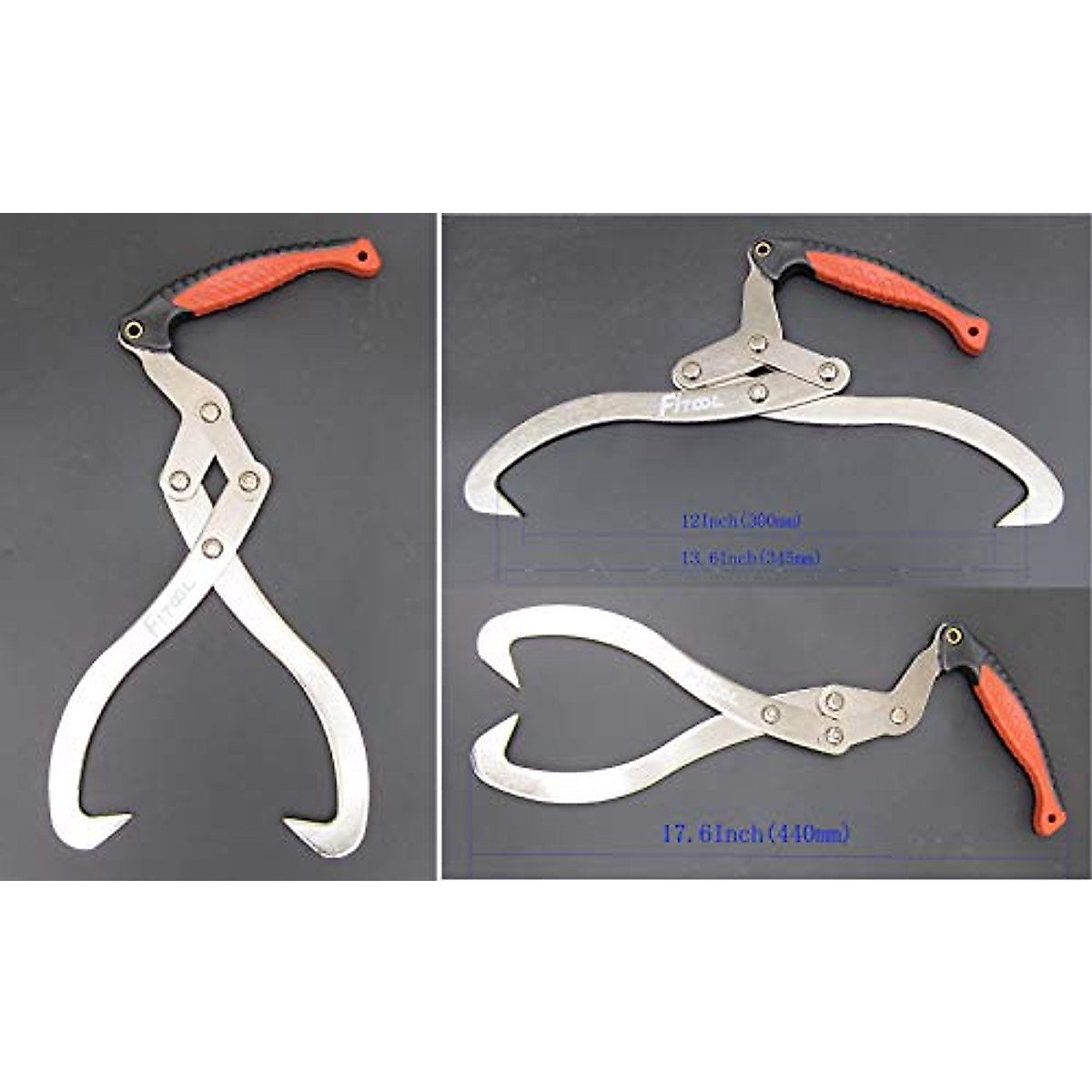FITOOL 12 Inches (300MM) Log Carrier, Log Tongs, Log Lifting Hook, Timber's Tongs for Lifing Logs, Total Length 17.6 Inches