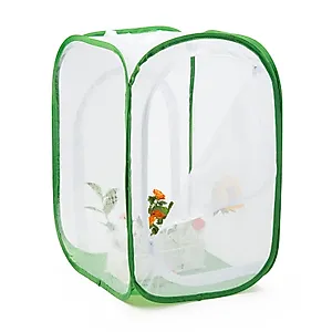 Two Doors Large Monarch Butterfly Habitat, Insect Mesh Cage, Caterpillar Enclosure Terrarium Pop-up (24 x 24 x 36 inches)