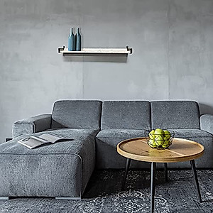 InPlace Shelving, 9602114E, Wall Mounted Real Wood Industrial Bracket Ledge, 24 Inch x 5 Inch x 2.75 Inch, Distressed White