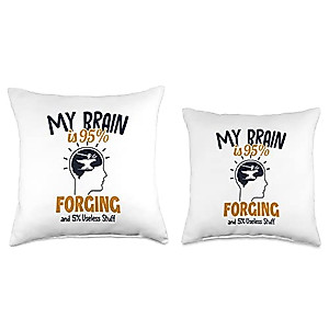 Forging Equipment Starter Kit Gifts For Beginners My Brain is 95% Hobby Legend Forging Blacksmith Throw Pillow, 16x16, Multicolor