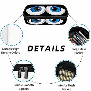 Yakuna Big Eyes Pencil Pouch Huge Eye Balls Sparkling Eyes Cute Eyes Pencil Case Office College School Student Large Storage Zipper Pouch Black