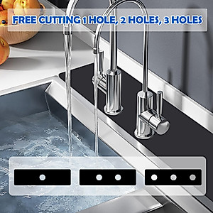 2 Pcs Bathroom Sink Splash Guard- Faucet Mat for Kitchen Sink 3 Holes, Freely Cutting Splash Guard Behind Faucet Drip Catcher for Kitchen for mat Sink in Kitchen,Bathroom,RV and Camper