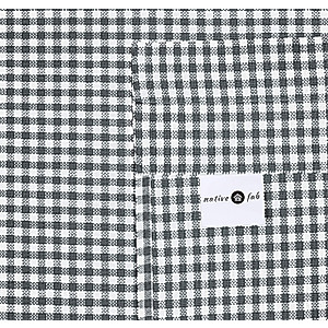 Native Fab Set of 2 Farmhouse Valance Curtains for Windows 54"x18" for Living Room Bedroom Kitchen Windows Bathroom, Rustic Vintage Curtain Valances Rod Pocket - Grey White