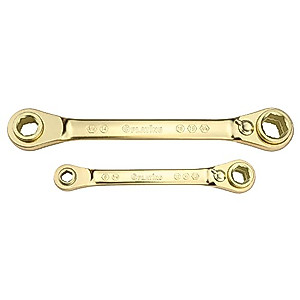 STARWORK10 in 1 Double Box End Vintage G-Plating Reversible Ratcheting 2pc Wrench Set, SAE/Metric