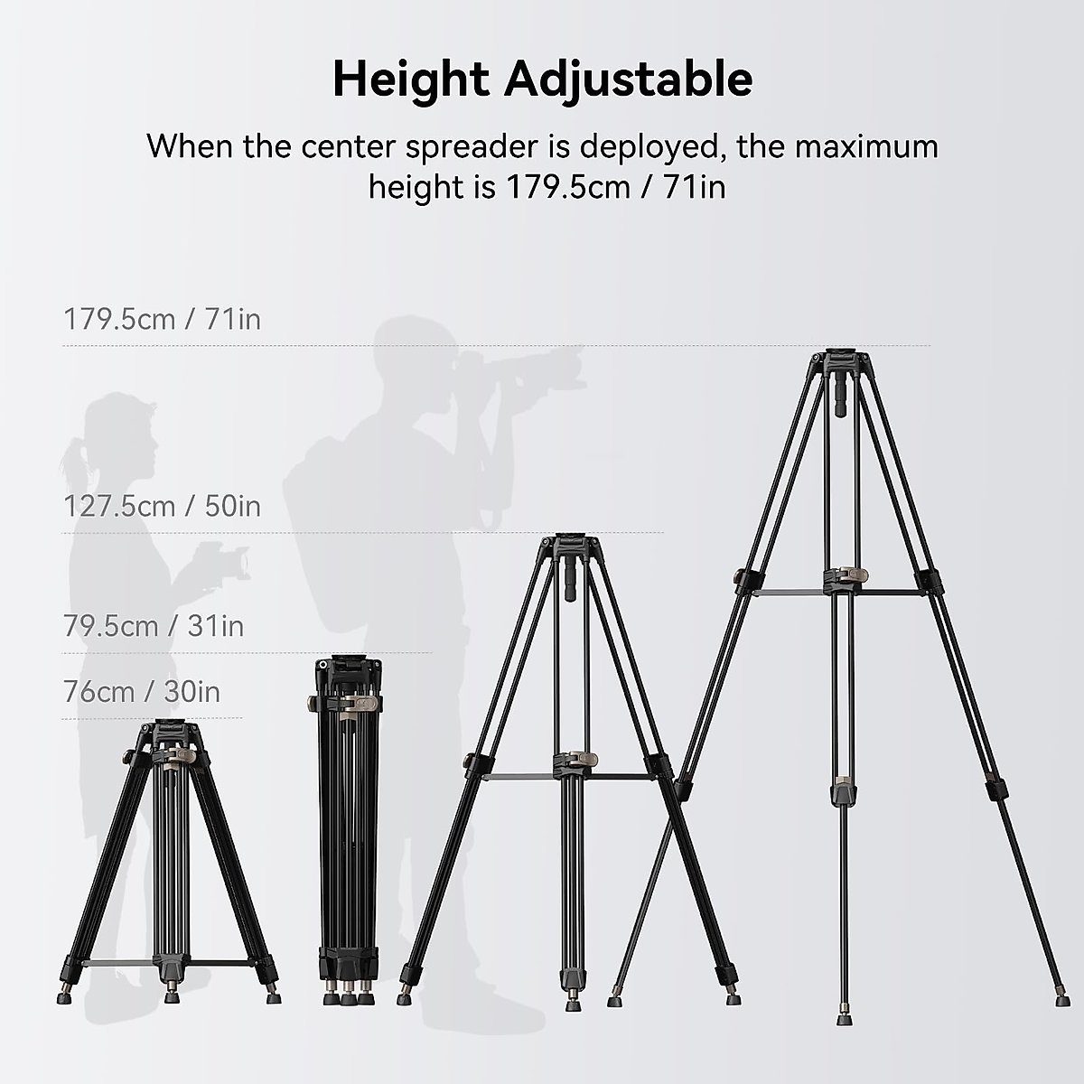 SmallRig AD-80 FreeBlazer Heavy-Duty Tripod, 71" Video Tripod with 75mm Bowl Adapter,One-Step Height Adjustment, Load up to 33lbs, Professional Tripod for DSLR, Camera, Camcorder - 4164